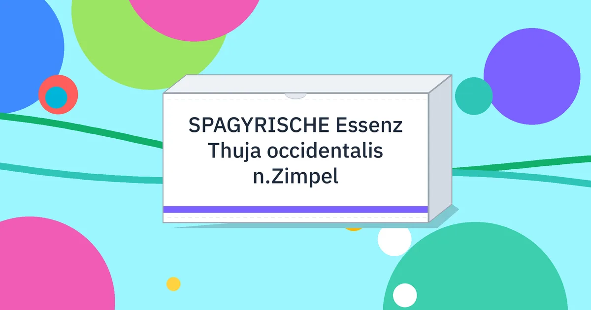 Symbolbild: Packung mit der Aufschrift SPAGYRISCHE Essenz Thuja occidentalis n.Zimpel (PZN 00917968) – Verfügbarkeit und Bezug in Apotheken in Frankfurt am Main