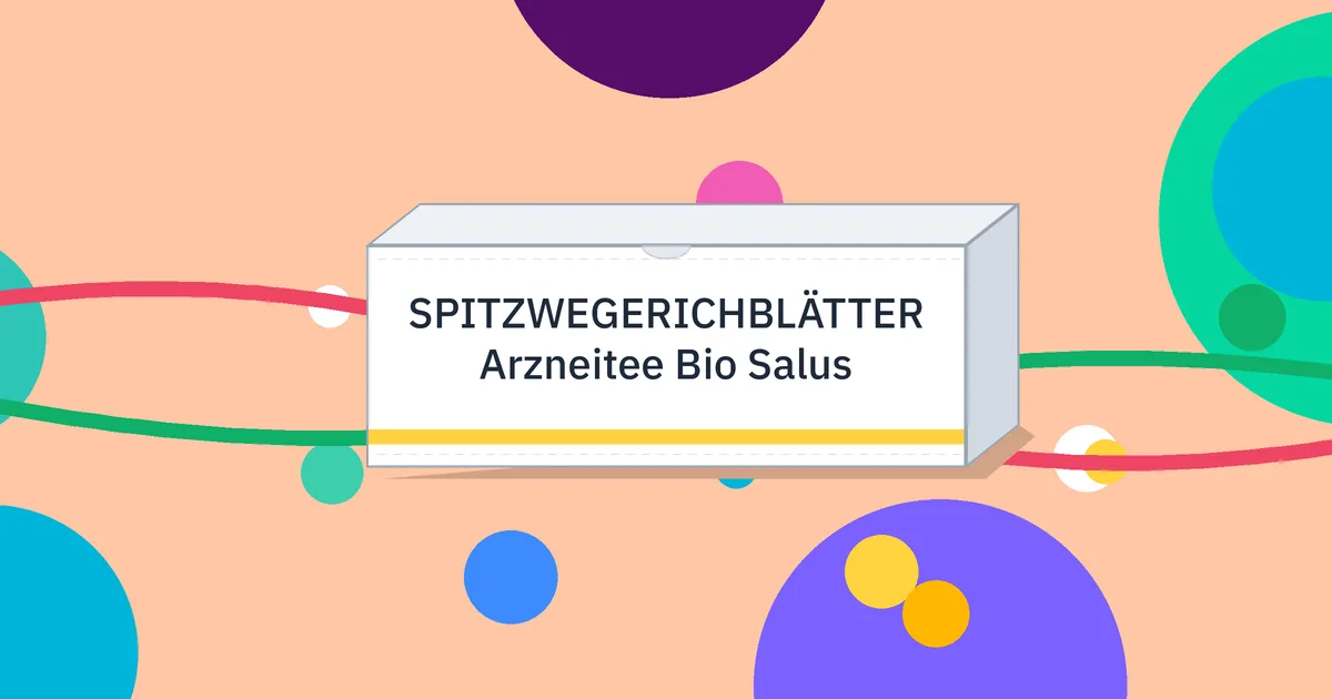 Symbolbild: Packung mit der Aufschrift SPITZWEGERICHBLÄTTER Arzneitee Bio Salus (PZN 06145171) – Verfügbarkeit und Bezug in Apotheken in Frankfurt am Main