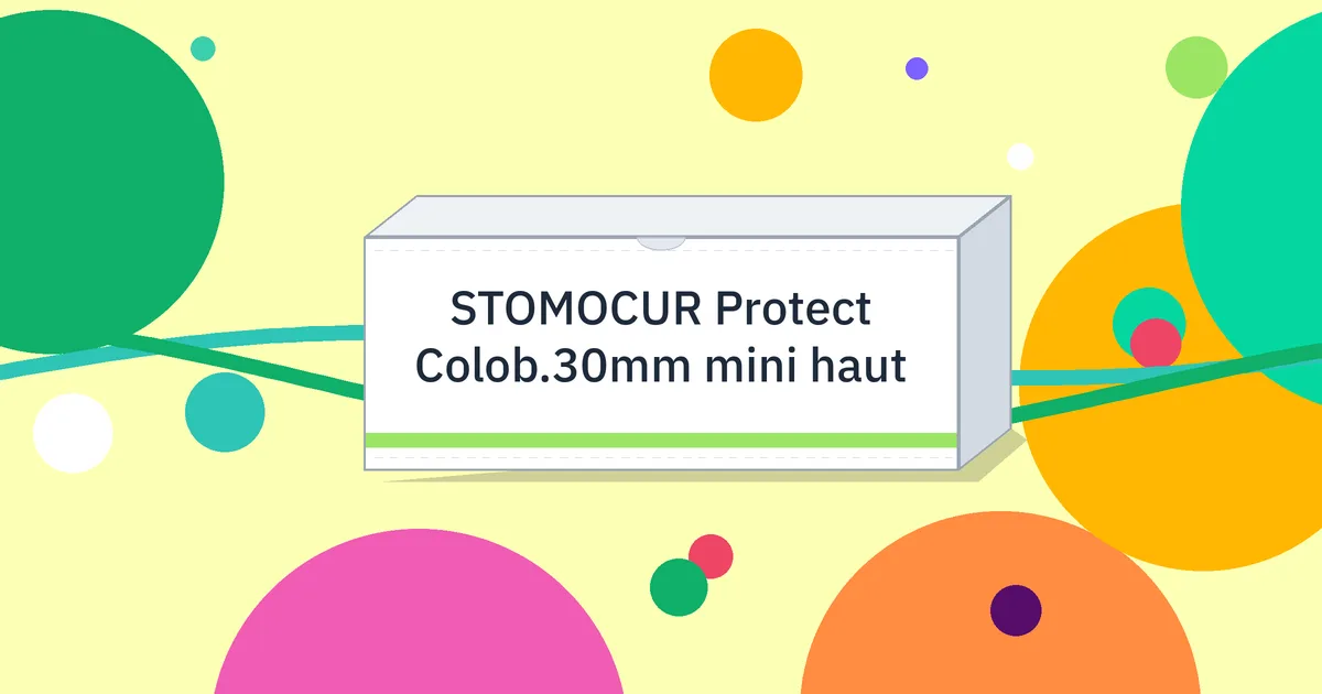 Symbolbild: Packung mit der Aufschrift STOMOCUR Protect Colob.30mm mini haut (PZN 09897687) – Verfügbarkeit und Bezug in Apotheken in Frankfurt am Main