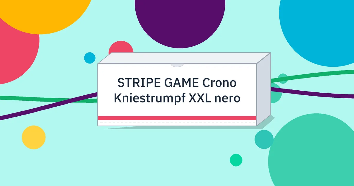 Symbolbild: Packung mit der Aufschrift STRIPE GAME Crono Kniestrumpf XXL nero (PZN 20720446) – Verfügbarkeit und Bezug in Apotheken in Frankfurt am Main