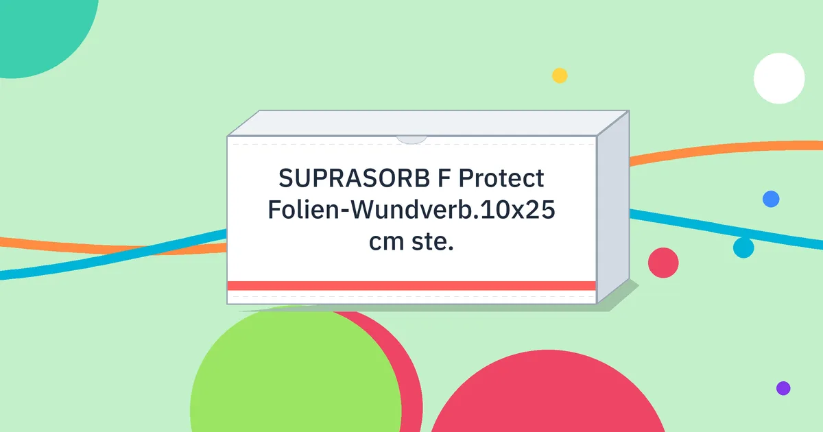 Symbolbild: Packung mit der Aufschrift SUPRASORB F Protect Folien-Wundverb.10x25 cm ste. (PZN 19251130) – Verfügbarkeit und Bezug in Apotheken in Frankfurt am Main