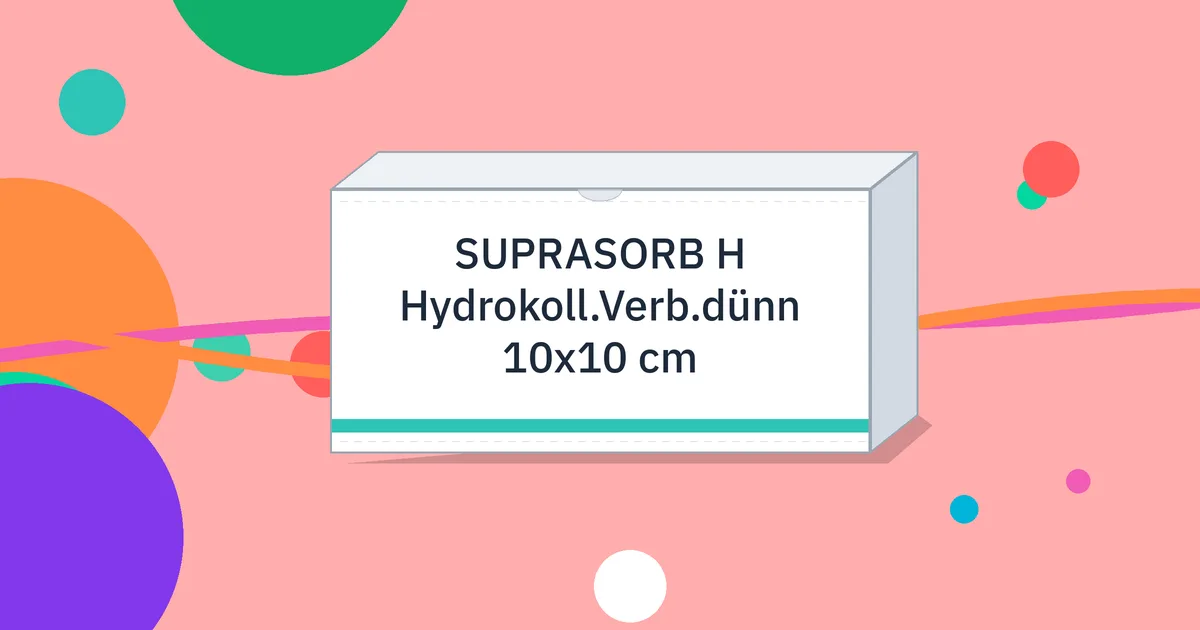 Symbolbild: Packung mit der Aufschrift SUPRASORB H Hydrokoll.Verb.dünn 10x10 cm (PZN 15563358) – Verfügbarkeit und Bezug in Apotheken in Frankfurt am Main