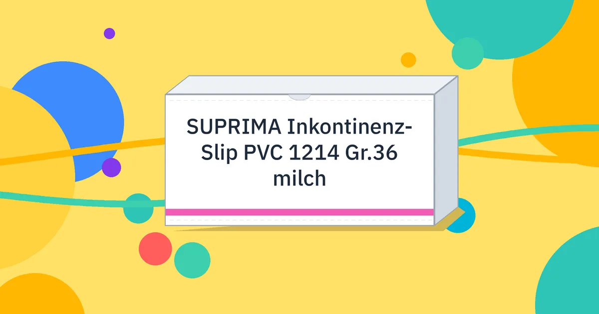 Symbolbild: Packung mit der Aufschrift SUPRIMA Inkontinenz-Slip PVC 1214 Gr.36 milch (PZN 03922757) – Verfügbarkeit und Bezug in Apotheken in Frankfurt am Main