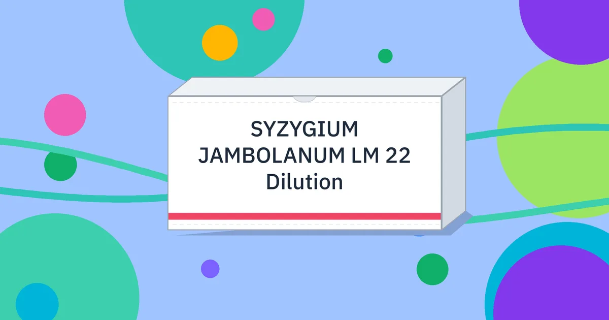 Symbolbild: Packung mit der Aufschrift SYZYGIUM JAMBOLANUM LM 22 Dilution (PZN 13212270) – Verfügbarkeit und Bezug in Apotheken in Frankfurt am Main