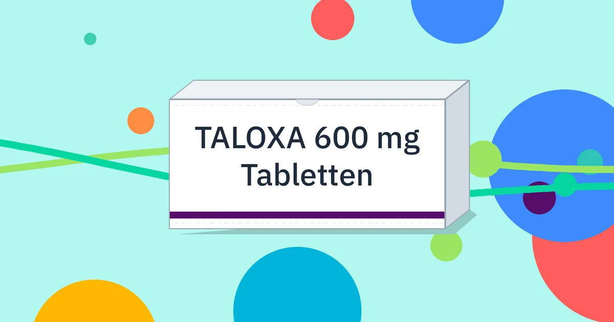 Symbolbild: Packung mit der Aufschrift TALOXA 600 mg Tabletten (PZN 16768542) – Verfügbarkeit und Bezug in Apotheken in Frankfurt am Main