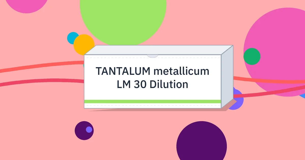 Symbolbild: Packung mit der Aufschrift TANTALUM metallicum LM 30 Dilution (PZN 13213720) – Verfügbarkeit und Bezug in Apotheken in Frankfurt am Main
