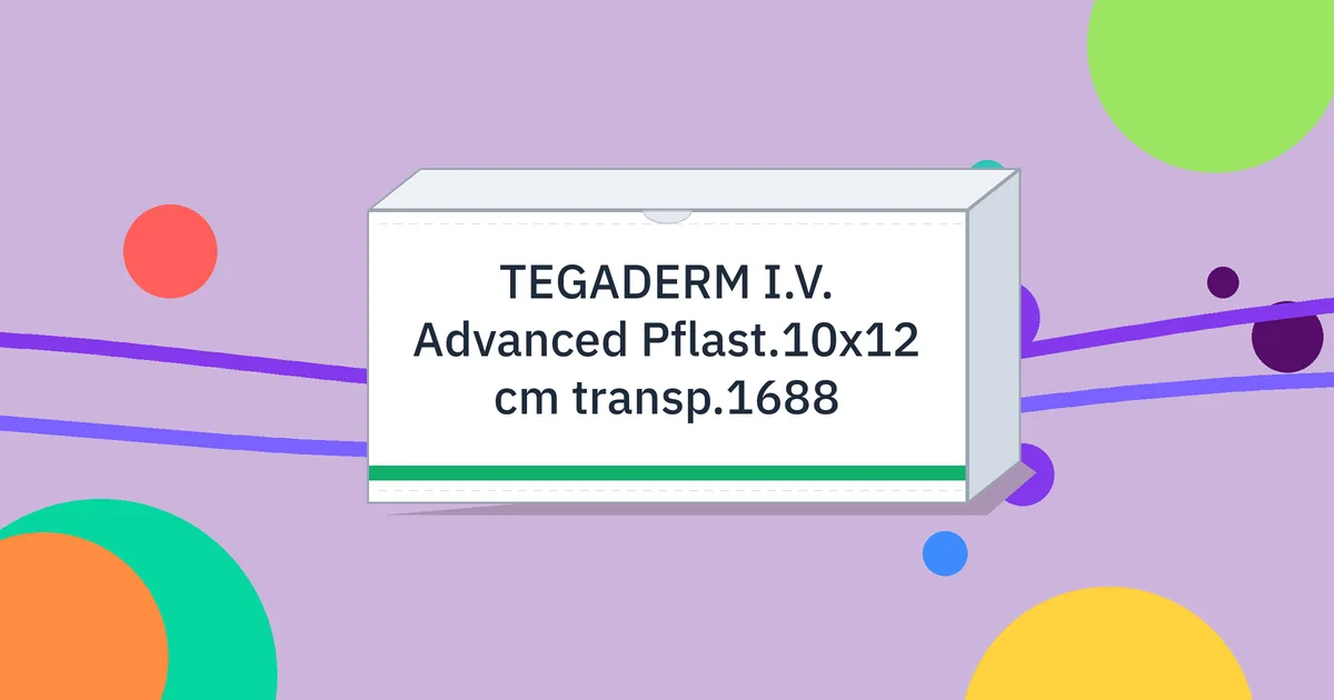 Symbolbild: Packung mit der Aufschrift TEGADERM I.V. Advanced Pflast.10x12 cm transp.1688 (PZN 11114735) – Verfügbarkeit und Bezug in Apotheken in Frankfurt am Main