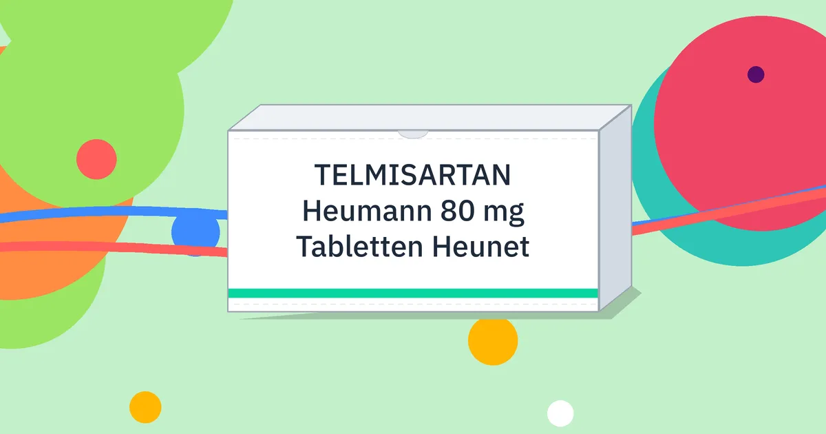 Symbolbild: Packung mit der Aufschrift TELMISARTAN Heumann 80 mg Tabletten Heunet (PZN 14211692) – Verfügbarkeit und Bezug in Apotheken in Frankfurt am Main