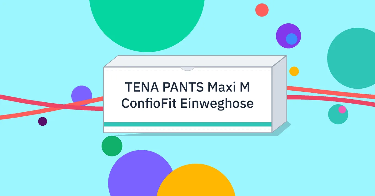 Symbolbild: Packung mit der Aufschrift TENA PANTS Maxi M ConfioFit Einweghose (PZN 09703648) – Verfügbarkeit und Bezug in Apotheken in Frankfurt am Main
