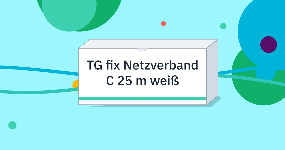 Symbolbild: Packung mit der Aufschrift TG fix Netzverband C 25 m weiß (PZN 15421167) – Verfügbarkeit und Bezug in Apotheken in Frankfurt am Main