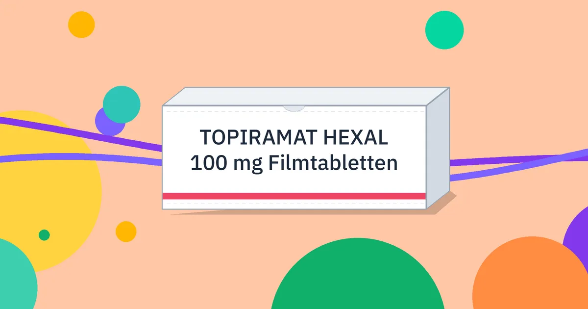 Symbolbild: Packung mit der Aufschrift TOPIRAMAT HEXAL 100 mg Filmtabletten (PZN 02231034) – Verfügbarkeit und Bezug in Apotheken in Frankfurt am Main