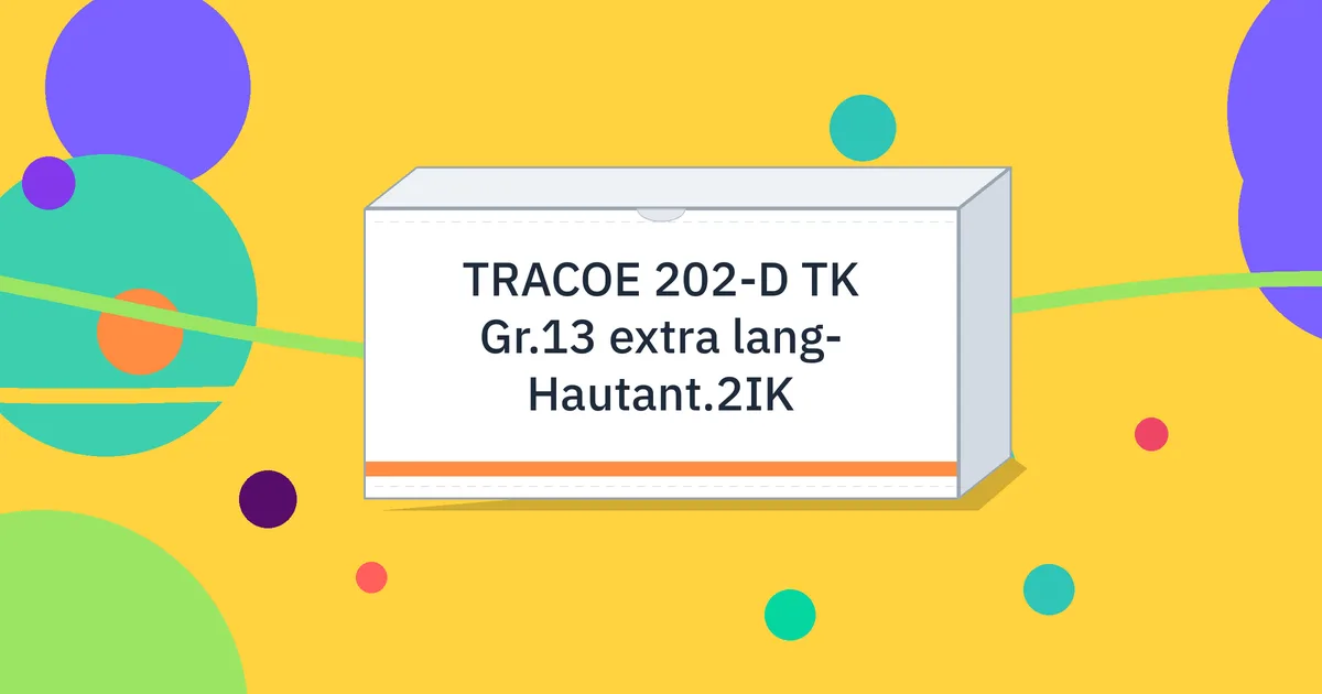 Symbolbild: Packung mit der Aufschrift TRACOE 202-D TK Gr.13 extra lang-Hautant.2IK (PZN 00916532) – Verfügbarkeit und Bezug in Apotheken in Frankfurt am Main