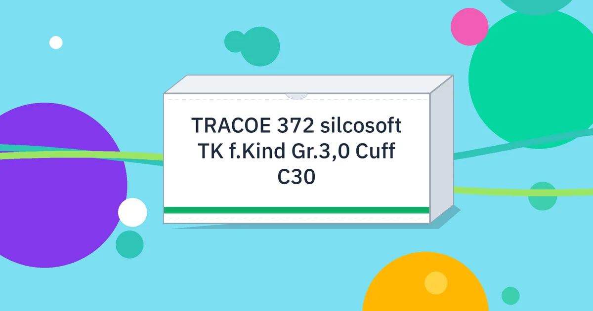 Symbolbild: Packung mit der Aufschrift TRACOE 372 silcosoft TK f.Kind Gr.3,0 Cuff C30 (PZN 14315960) – Verfügbarkeit und Bezug in Apotheken in Frankfurt am Main