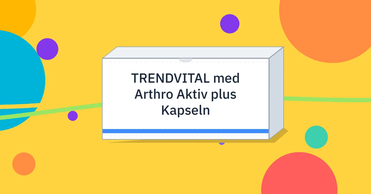 Symbolbild: Packung mit der Aufschrift TRENDVITAL med Arthro Aktiv plus Kapseln (PZN 13166794) – Verfügbarkeit und Bezug in Apotheken in Frankfurt am Main