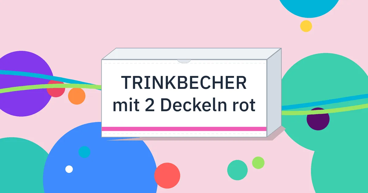 Symbolbild: Packung mit der Aufschrift TRINKBECHER mit 2 Deckeln rot (PZN 00906309) – Verfügbarkeit und Bezug in Apotheken in Frankfurt am Main