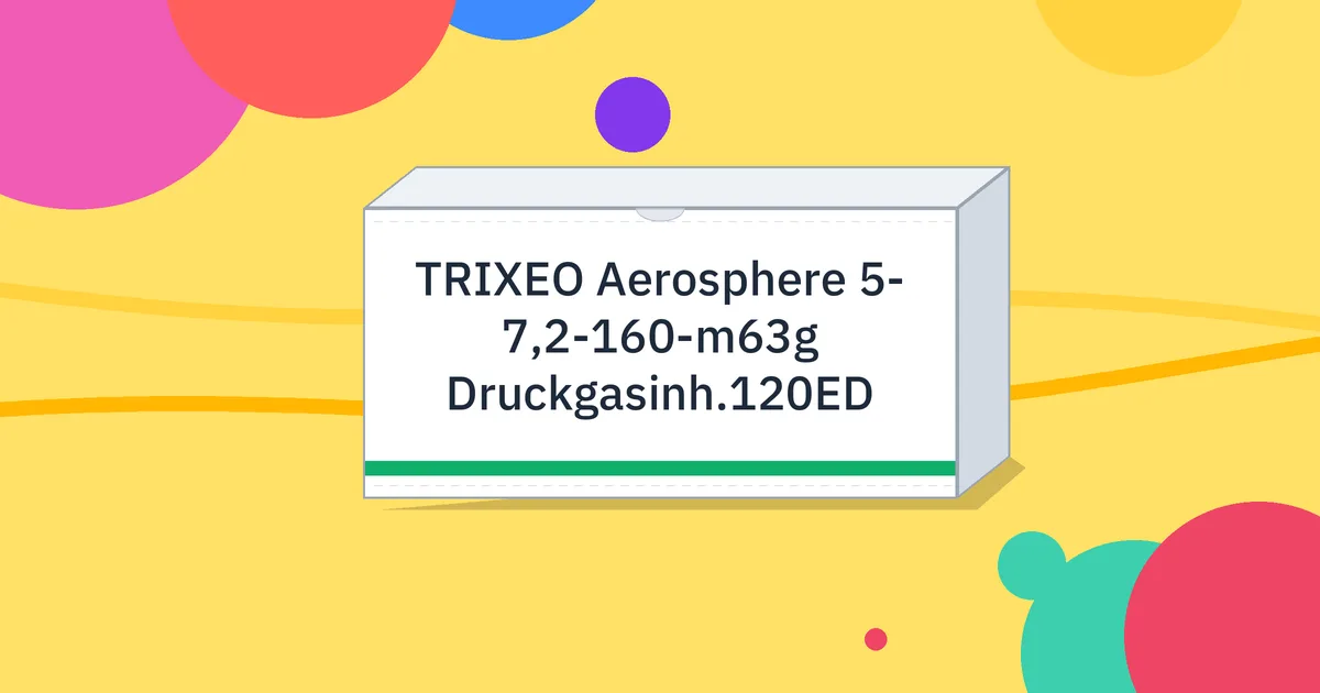 Symbolbild: Packung mit der Aufschrift TRIXEO Aerosphere 5-7,2-160-m63g Druckgasinh.120ED (PZN 17508079) – Verfügbarkeit und Bezug in Apotheken in Frankfurt am Main