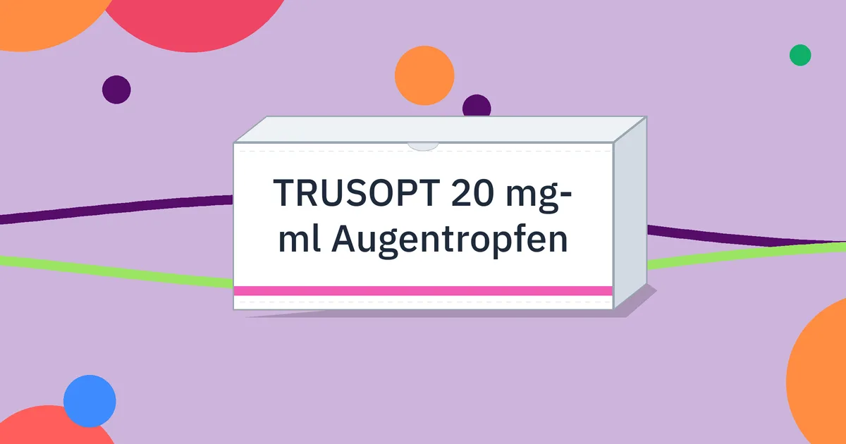 Symbolbild: Packung mit der Aufschrift TRUSOPT 20 mg-ml Augentropfen (PZN 07186309) – Verfügbarkeit und Bezug in Apotheken in Frankfurt am Main