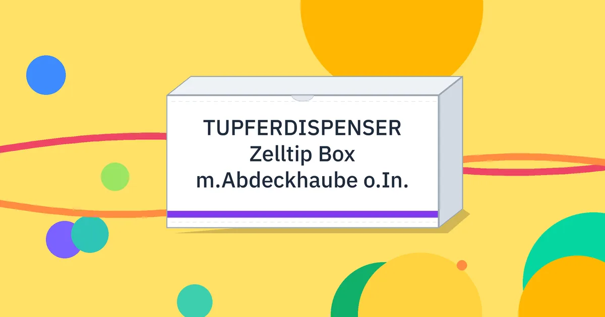 Symbolbild: Packung mit der Aufschrift TUPFERDISPENSER Zelltip Box m.Abdeckhaube o.In. (PZN 02512974) – Verfügbarkeit und Bezug in Apotheken in Frankfurt am Main