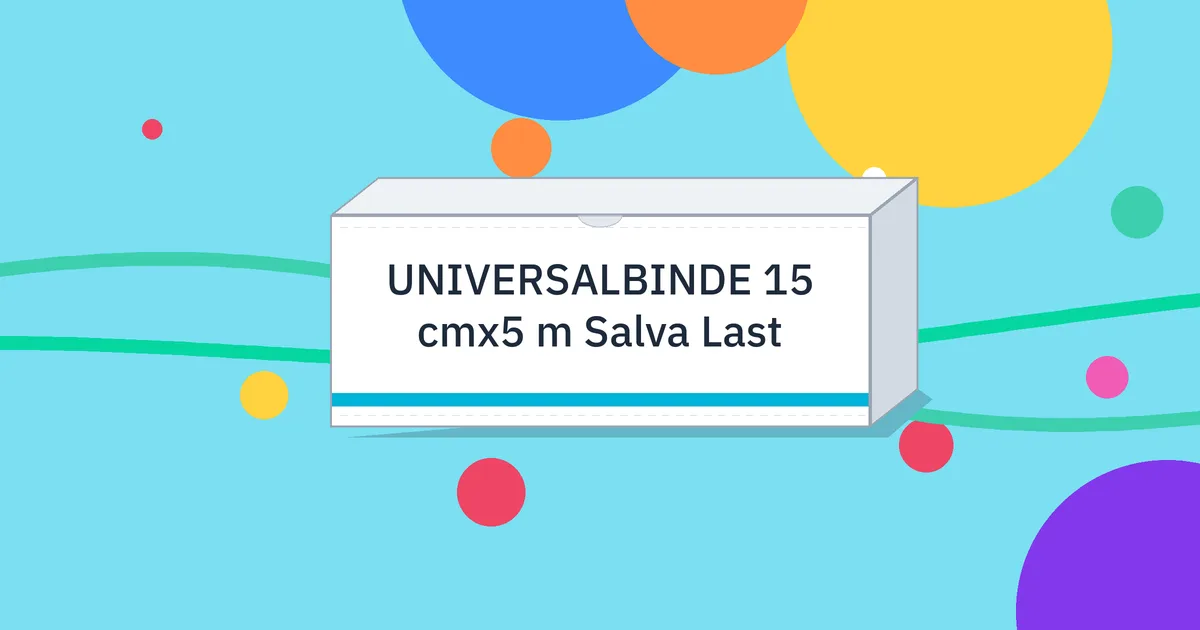 Symbolbild: Packung mit der Aufschrift UNIVERSALBINDE 15 cmx5 m Salva Last (PZN 10350994) – Verfügbarkeit und Bezug in Apotheken in Frankfurt am Main