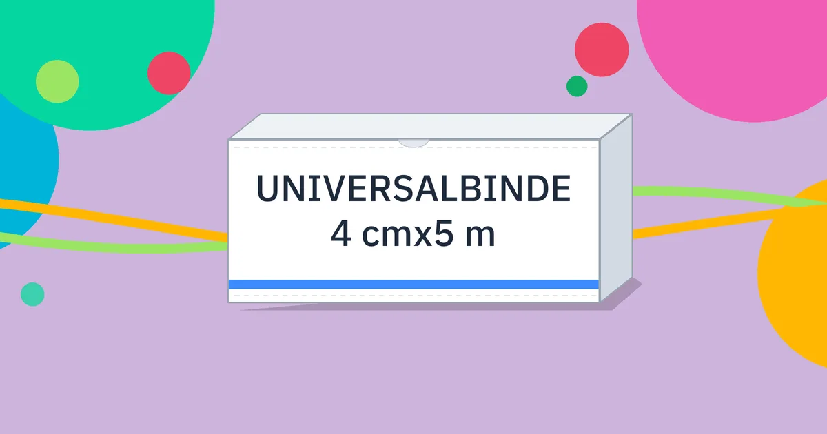 Symbolbild: Packung mit der Aufschrift UNIVERSALBINDE 4 cmx5 m (PZN 07095506) – Verfügbarkeit und Bezug in Apotheken in Frankfurt am Main