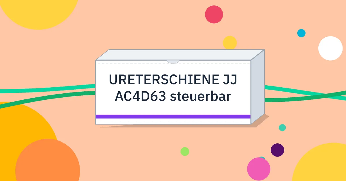 Symbolbild: Packung mit der Aufschrift URETERSCHIENE JJ AC4D63 steuerbar (PZN 00153413) – Verfügbarkeit und Bezug in Apotheken in Frankfurt am Main
