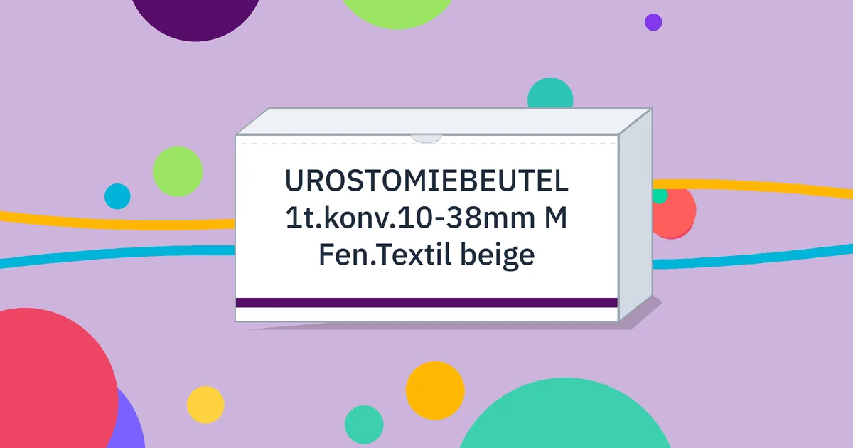 Symbolbild: Packung mit der Aufschrift UROSTOMIEBEUTEL 1t.konv.10-38mm M Fen.Textil beige (PZN 15581296) – Verfügbarkeit und Bezug in Apotheken in Frankfurt am Main