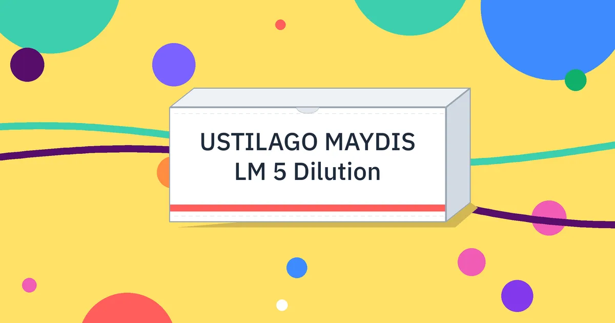 Symbolbild: Packung mit der Aufschrift USTILAGO MAYDIS LM 5 Dilution (PZN 13257999) – Verfügbarkeit und Bezug in Apotheken in Frankfurt am Main