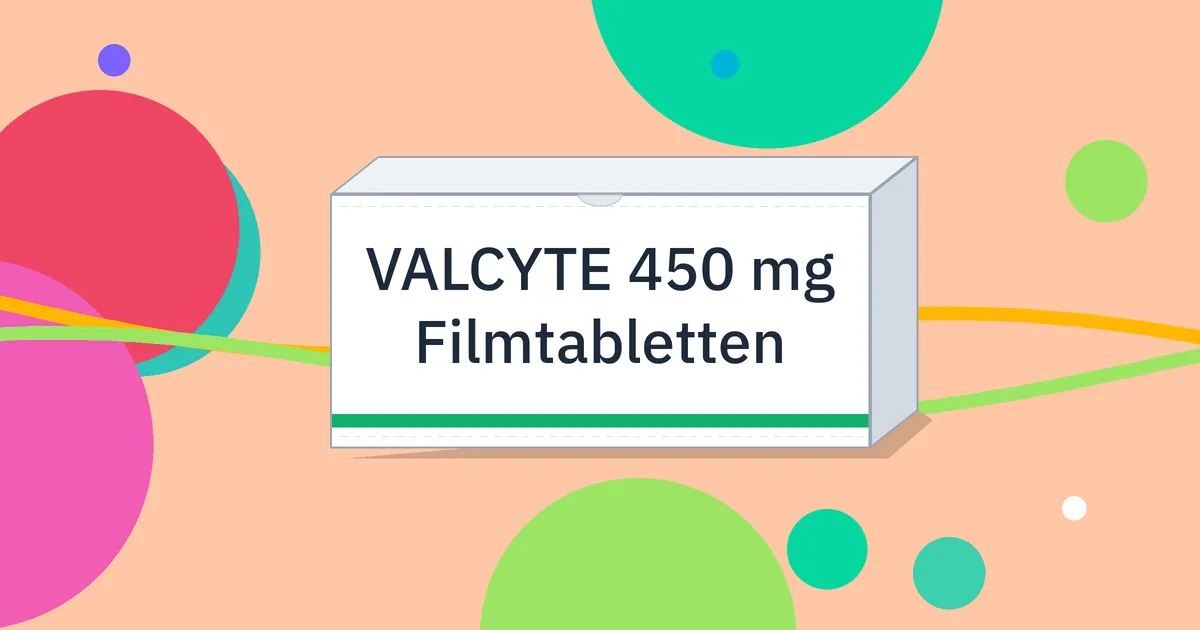 Symbolbild: Packung mit der Aufschrift VALCYTE 450 mg Filmtabletten (PZN 10955183) – Verfügbarkeit und Bezug in Apotheken in Frankfurt am Main