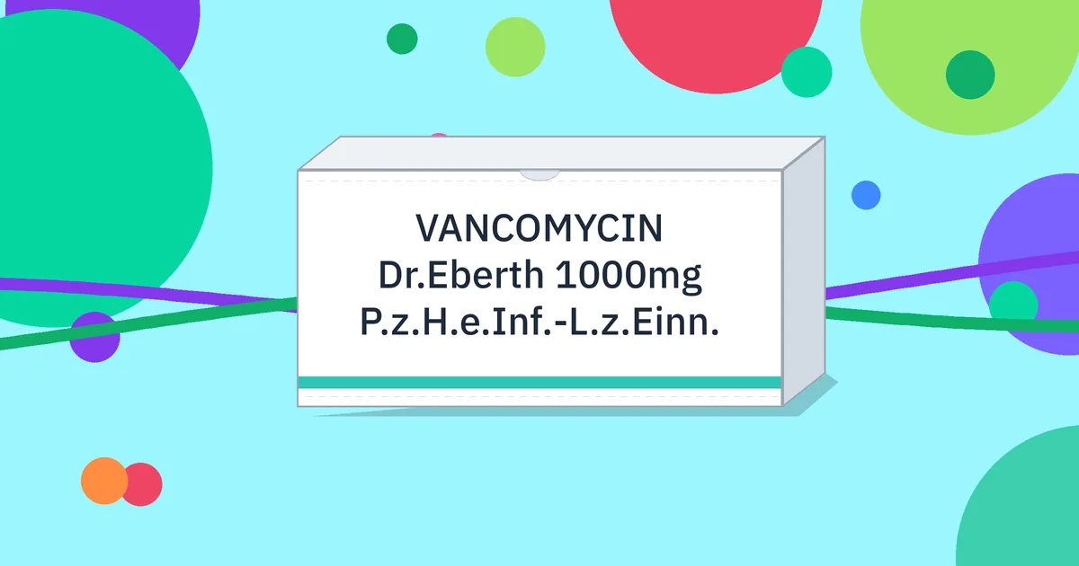 Symbolbild: Packung mit der Aufschrift VANCOMYCIN Dr.Eberth 1000mg P.z.H.e.Inf.-L.z.Einn. (PZN 12472483) – Verfügbarkeit und Bezug in Apotheken in Frankfurt am Main