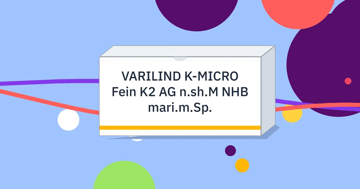 Symbolbild: Packung mit der Aufschrift VARILIND K-MICRO Fein K2 AG n.sh.M NHB mari.m.Sp. (PZN 20556142) – Verfügbarkeit und Bezug in Apotheken in Frankfurt am Main