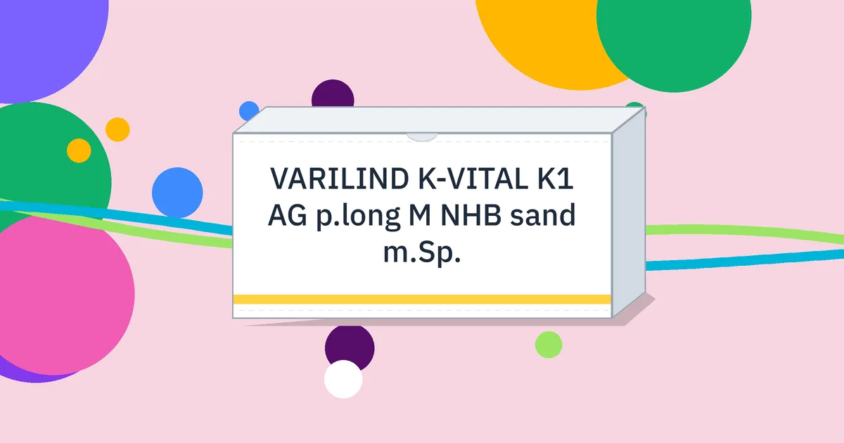 Symbolbild: Packung mit der Aufschrift VARILIND K-VITAL K1 AG p.long M NHB sand m.Sp. (PZN 20562800) – Verfügbarkeit und Bezug in Apotheken in Frankfurt am Main