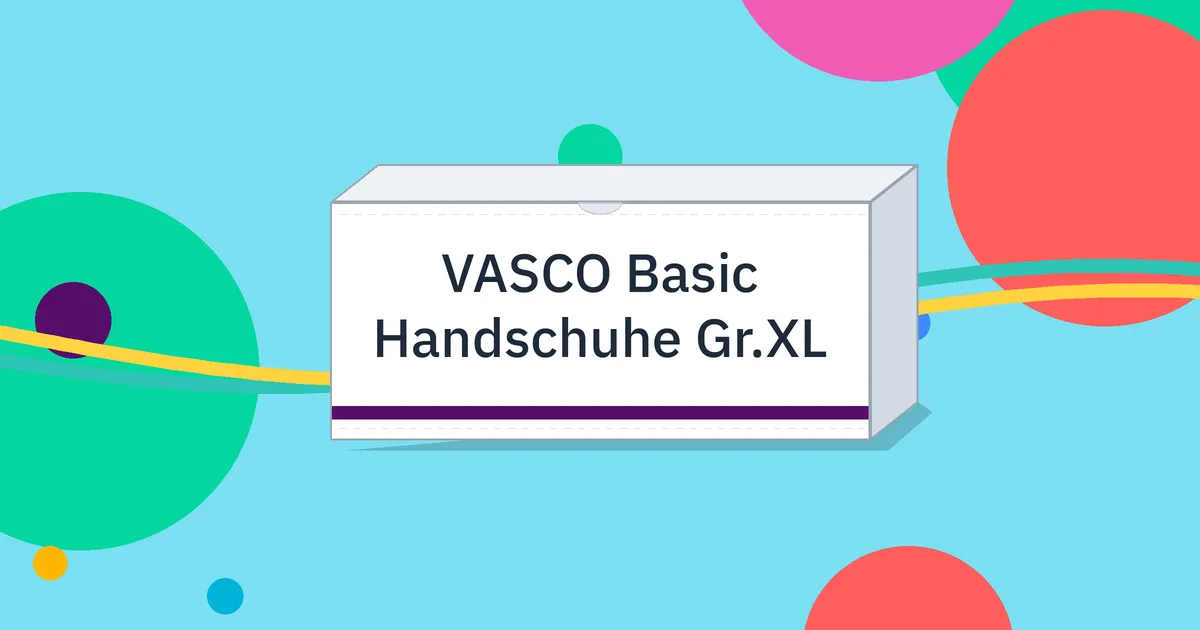 Symbolbild: Packung mit der Aufschrift VASCO Basic Handschuhe Gr.XL (PZN 01387685) – Verfügbarkeit und Bezug in Apotheken in Frankfurt am Main
