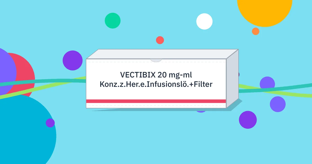 Symbolbild: Packung mit der Aufschrift VECTIBIX 20 mg-ml Konz.z.Her.e.Infusionslö.+Filter (PZN 02534728) – Verfügbarkeit und Bezug in Apotheken in Frankfurt am Main