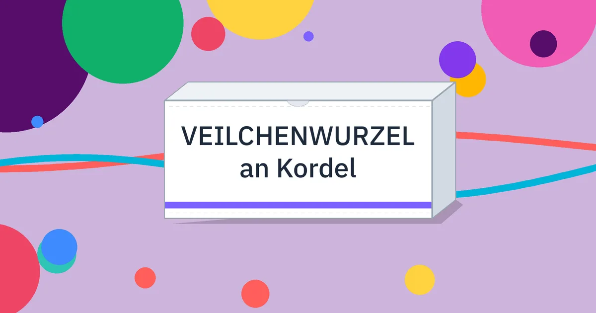 Symbolbild: Packung mit der Aufschrift VEILCHENWURZEL an Kordel (PZN 10528920) – Verfügbarkeit und Bezug in Apotheken in Frankfurt am Main