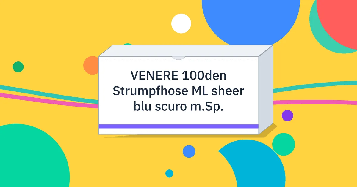 Symbolbild: Packung mit der Aufschrift VENERE 100den Strumpfhose ML sheer blu scuro m.Sp. (PZN 16170690) – Verfügbarkeit und Bezug in Apotheken in Frankfurt am Main
