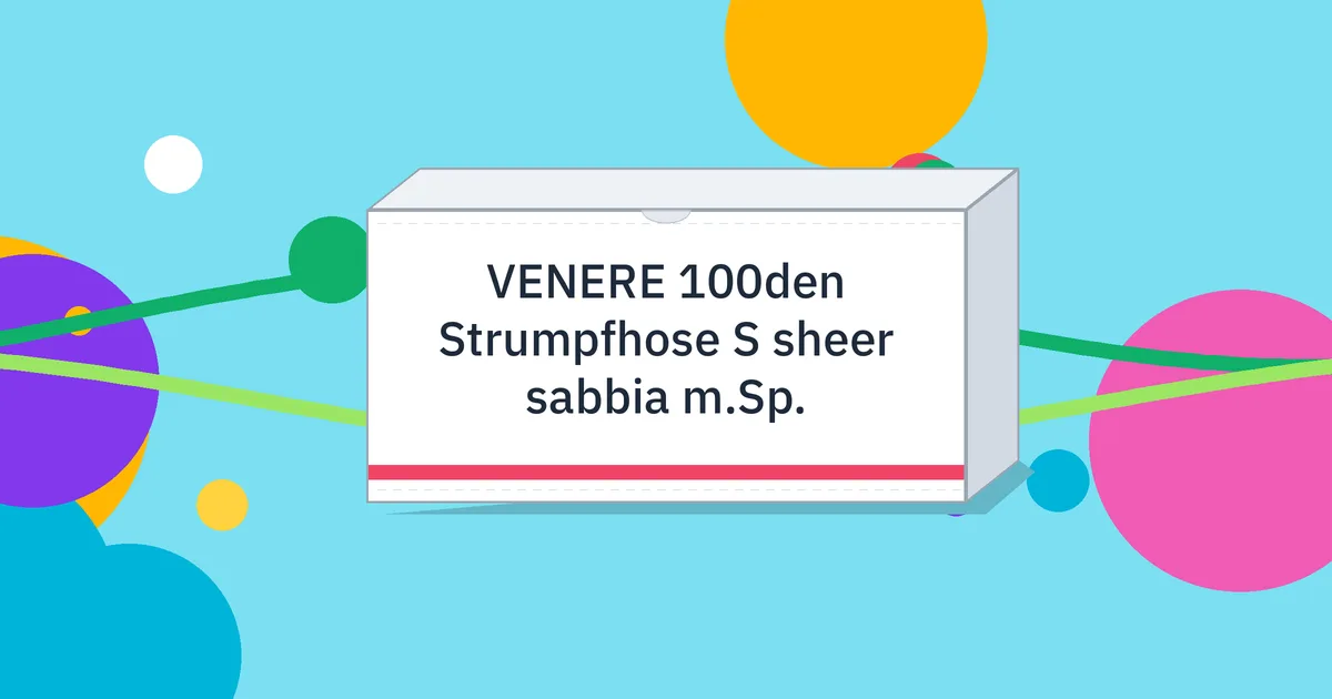 Symbolbild: Packung mit der Aufschrift VENERE 100den Strumpfhose S sheer sabbia m.Sp. (PZN 16170603) – Verfügbarkeit und Bezug in Apotheken in Frankfurt am Main