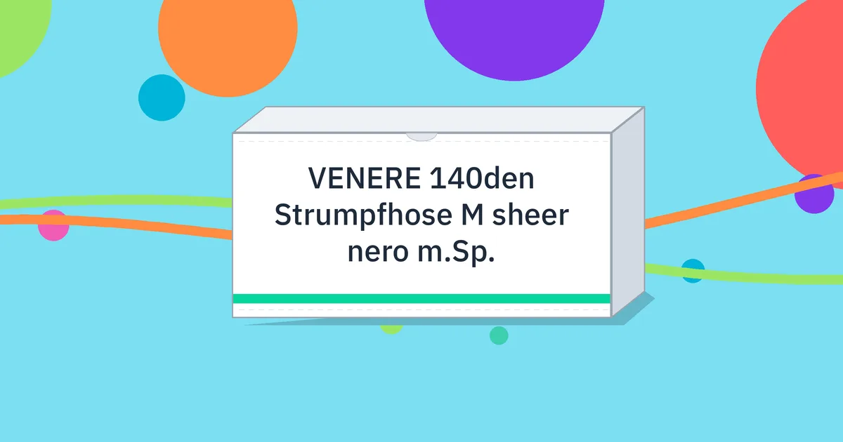 Symbolbild: Packung mit der Aufschrift VENERE 140den Strumpfhose M sheer nero m.Sp. (PZN 16171407) – Verfügbarkeit und Bezug in Apotheken in Frankfurt am Main