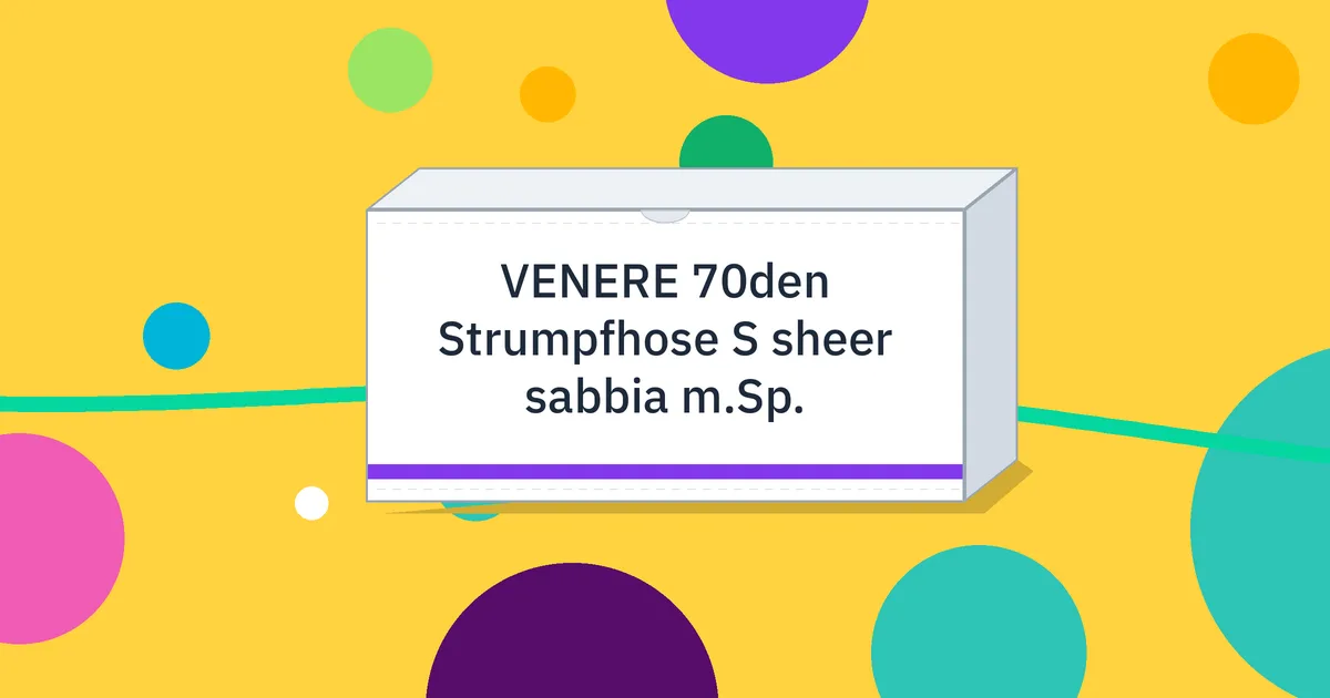 Symbolbild: Packung mit der Aufschrift VENERE 70den Strumpfhose S sheer sabbia m.Sp. (PZN 16172648) – Verfügbarkeit und Bezug in Apotheken in Frankfurt am Main