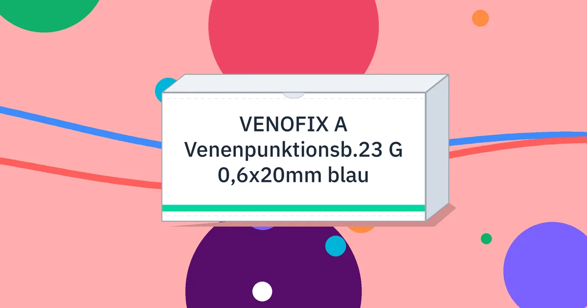 Symbolbild: Packung mit der Aufschrift VENOFIX A Venenpunktionsb.23 G 0,6x20mm blau (PZN 18605809) – Verfügbarkeit und Bezug in Apotheken in Frankfurt am Main