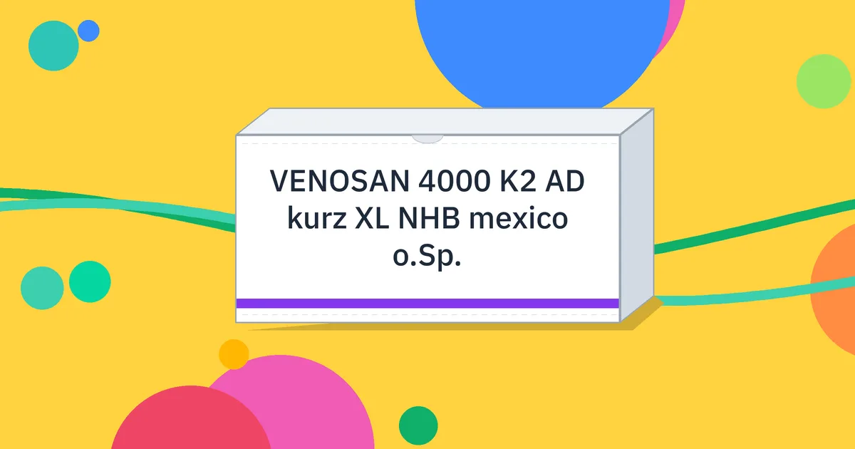 Symbolbild: Packung mit der Aufschrift VENOSAN 4000 K2 AD kurz XL NHB mexico o.Sp. (PZN 14424040) – Verfügbarkeit und Bezug in Apotheken in Frankfurt am Main