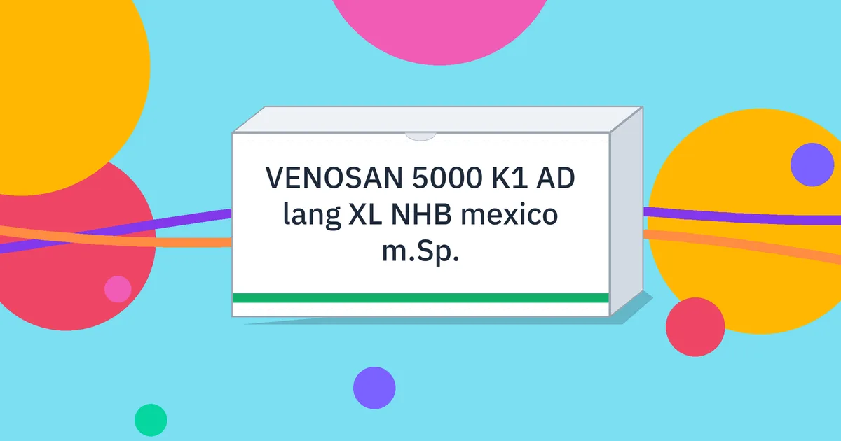Symbolbild: Packung mit der Aufschrift VENOSAN 5000 K1 AD lang XL NHB mexico m.Sp. (PZN 14429333) – Verfügbarkeit und Bezug in Apotheken in Frankfurt am Main