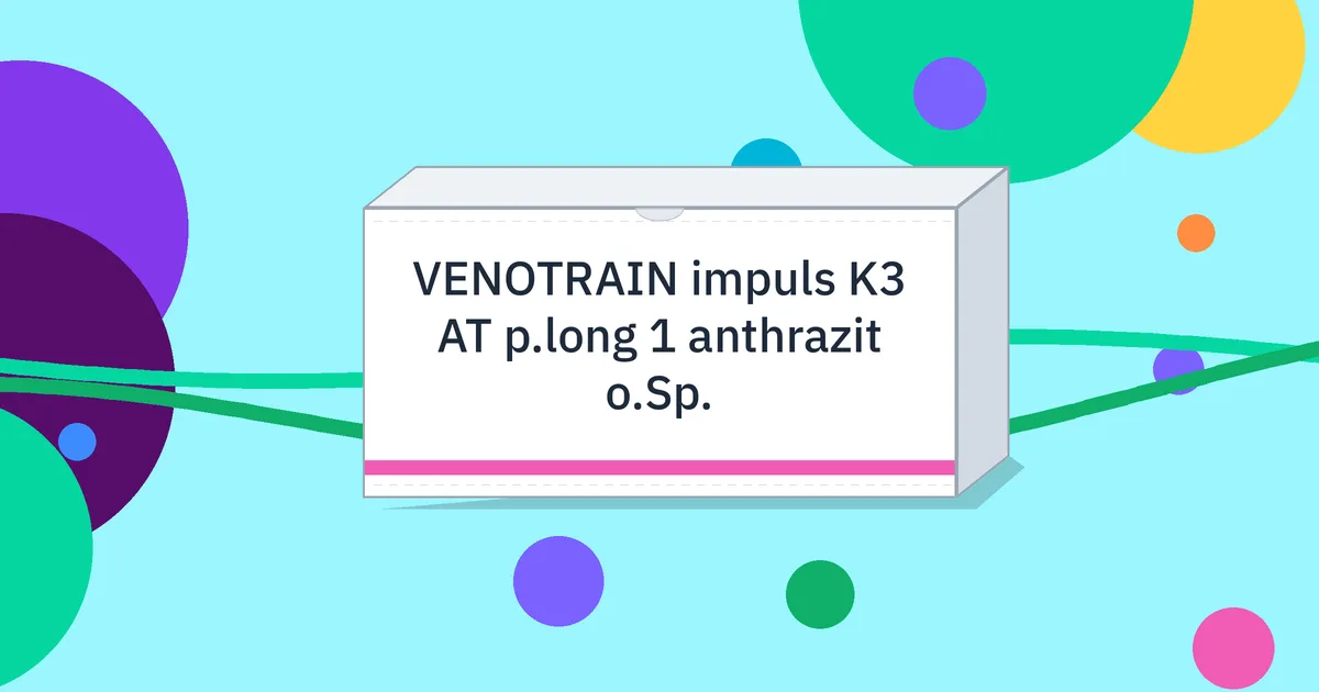 Symbolbild: Packung mit der Aufschrift VENOTRAIN impuls K3 AT p.long 1 anthrazit o.Sp. (PZN 19357199) – Verfügbarkeit und Bezug in Apotheken in Frankfurt am Main