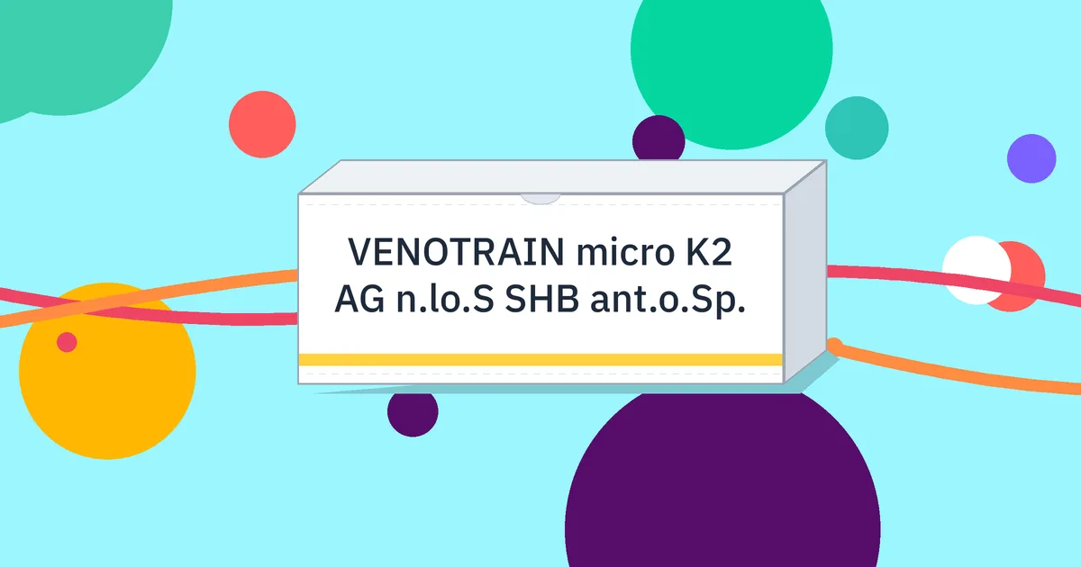 Symbolbild: Packung mit der Aufschrift VENOTRAIN micro K2 AG n.lo.S SHB ant.o.Sp. (PZN 11063446) – Verfügbarkeit und Bezug in Apotheken in Frankfurt am Main