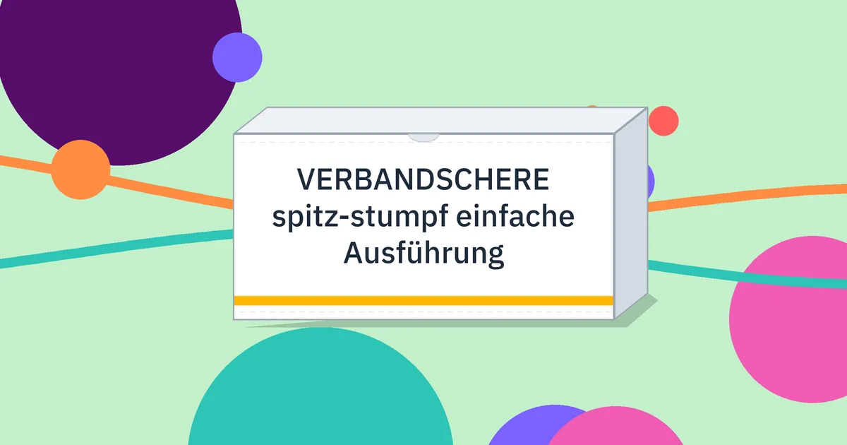 Symbolbild: Packung mit der Aufschrift VERBANDSCHERE spitz-stumpf einfache Ausführung (PZN 00172770) – Verfügbarkeit und Bezug in Apotheken in Frankfurt am Main