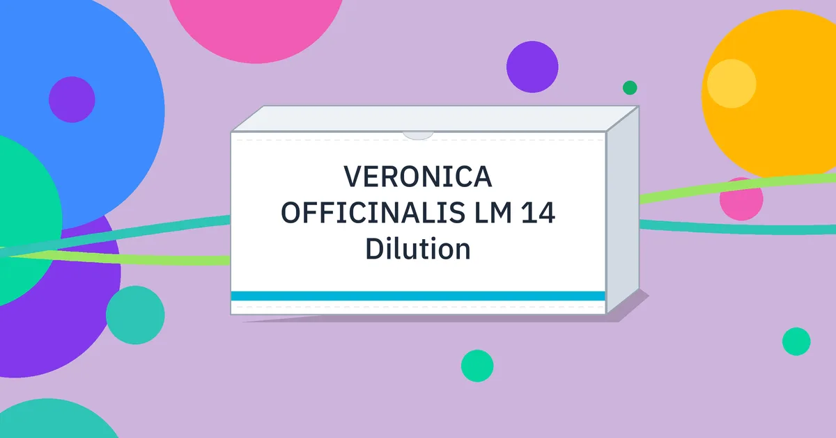 Symbolbild: Packung mit der Aufschrift VERONICA OFFICINALIS LM 14 Dilution (PZN 13269962) – Verfügbarkeit und Bezug in Apotheken in Frankfurt am Main