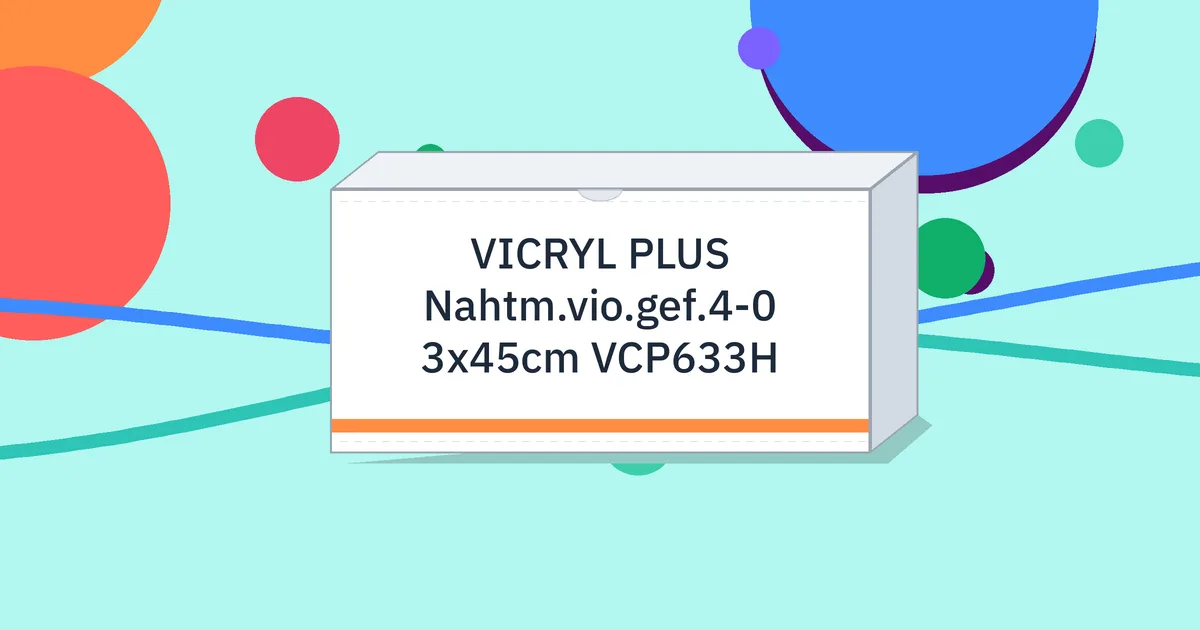 Symbolbild: Packung mit der Aufschrift VICRYL PLUS Nahtm.vio.gef.4-0 3x45cm VCP633H (PZN 20390776) – Verfügbarkeit und Bezug in Apotheken in Frankfurt am Main