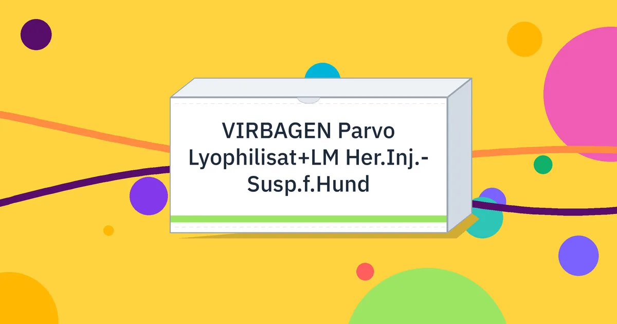 Symbolbild: Packung mit der Aufschrift VIRBAGEN Parvo Lyophilisat+LM Her.Inj.-Susp.f.Hund (PZN 01656518) – Verfügbarkeit und Bezug in Apotheken in Frankfurt am Main