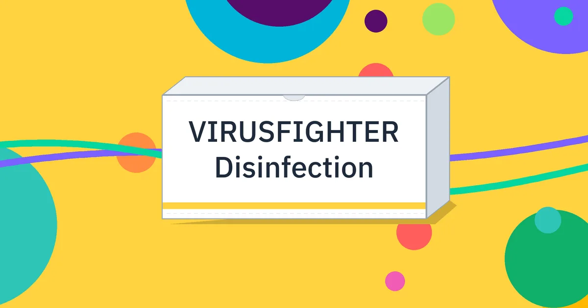 Symbolbild: Packung mit der Aufschrift VIRUSFIGHTER Disinfection (PZN 16629326) – Verfügbarkeit und Bezug in Apotheken in Frankfurt am Main