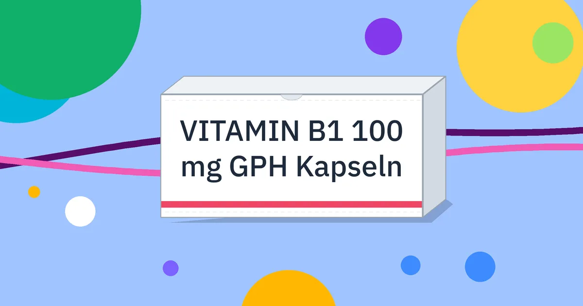 Symbolbild: Packung mit der Aufschrift VITAMIN B1 100 mg GPH Kapseln (PZN 16570691) – Verfügbarkeit und Bezug in Apotheken in Frankfurt am Main