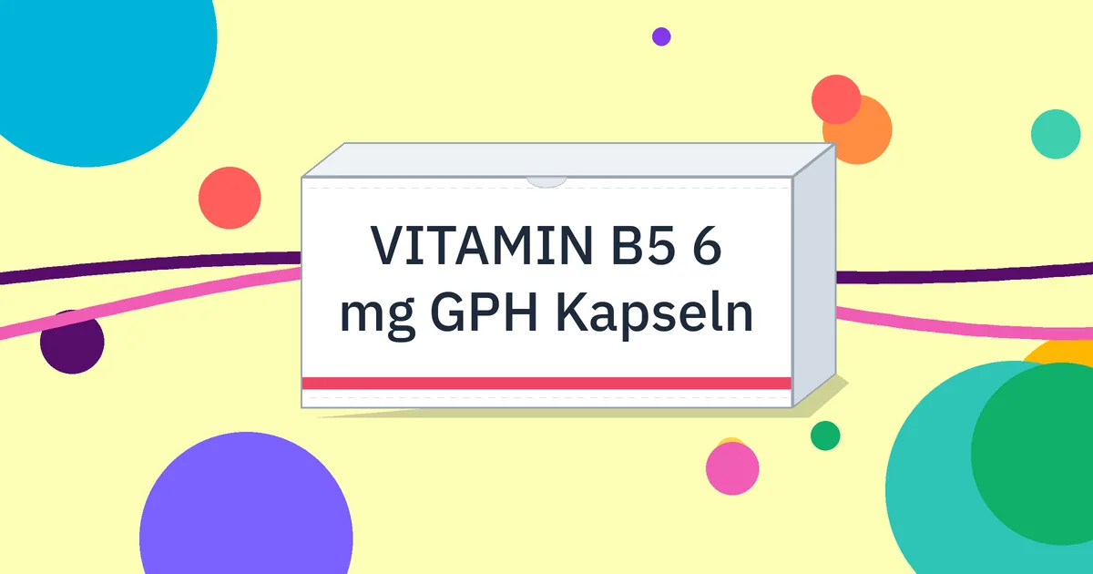 Symbolbild: Packung mit der Aufschrift VITAMIN B5 6 mg GPH Kapseln (PZN 09323265) – Verfügbarkeit und Bezug in Apotheken in Frankfurt am Main